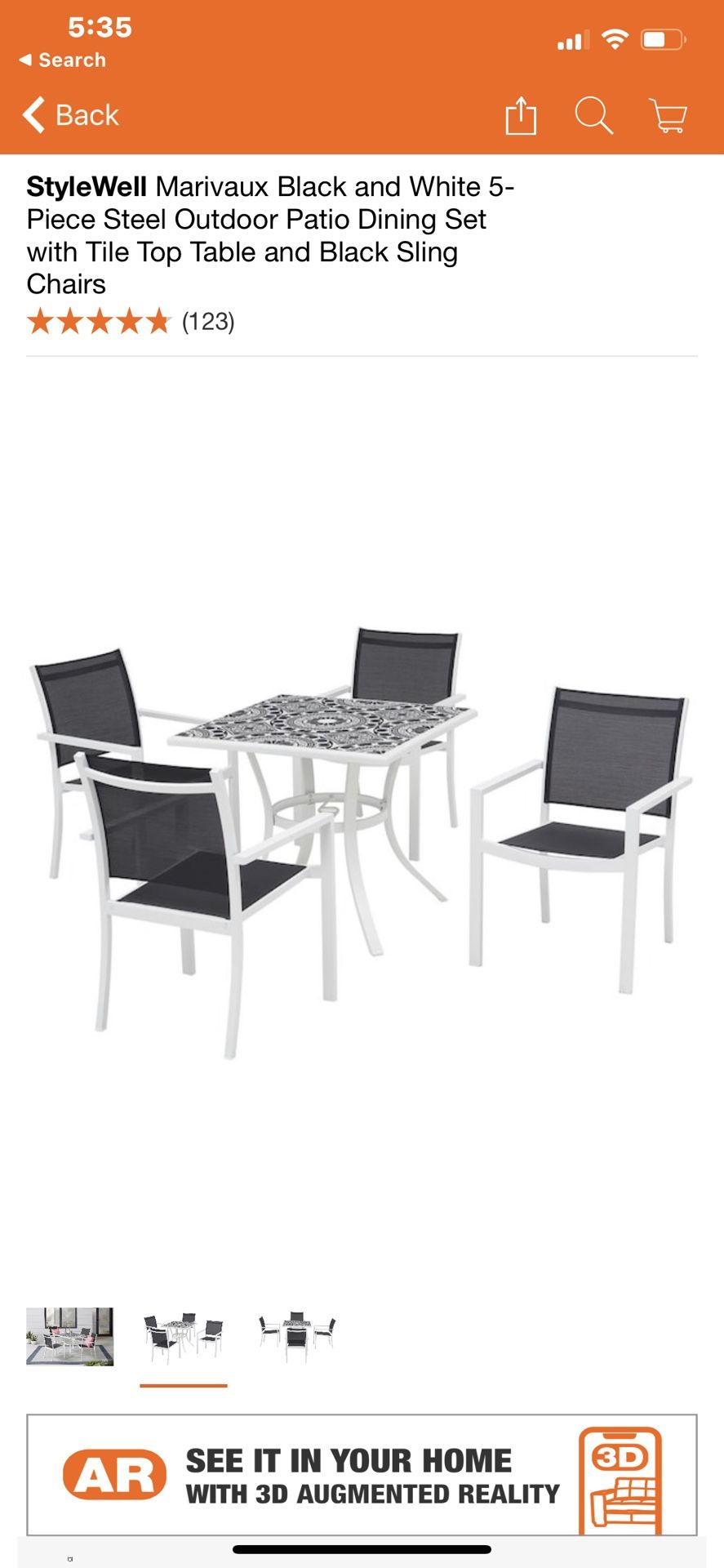 Marivaux Black and White 5 Piece Steel Outdoor Patio Dining Set with Tile Top Table and Black Sling Chairs Read Description for Sale in Bakersfield CA OfferUp