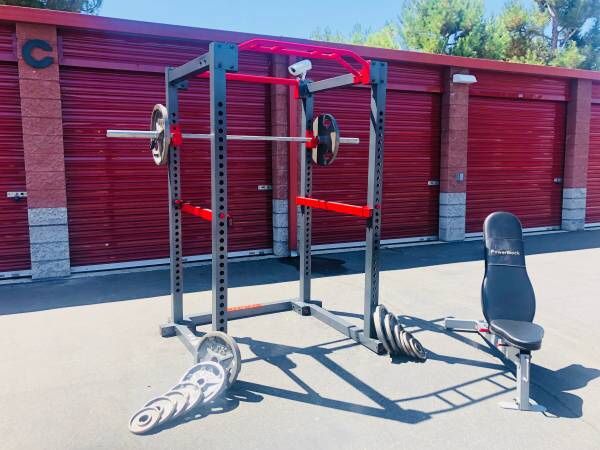 Protocol squat cage with dual pull-up bars, w/ VTX handle grip weights ...