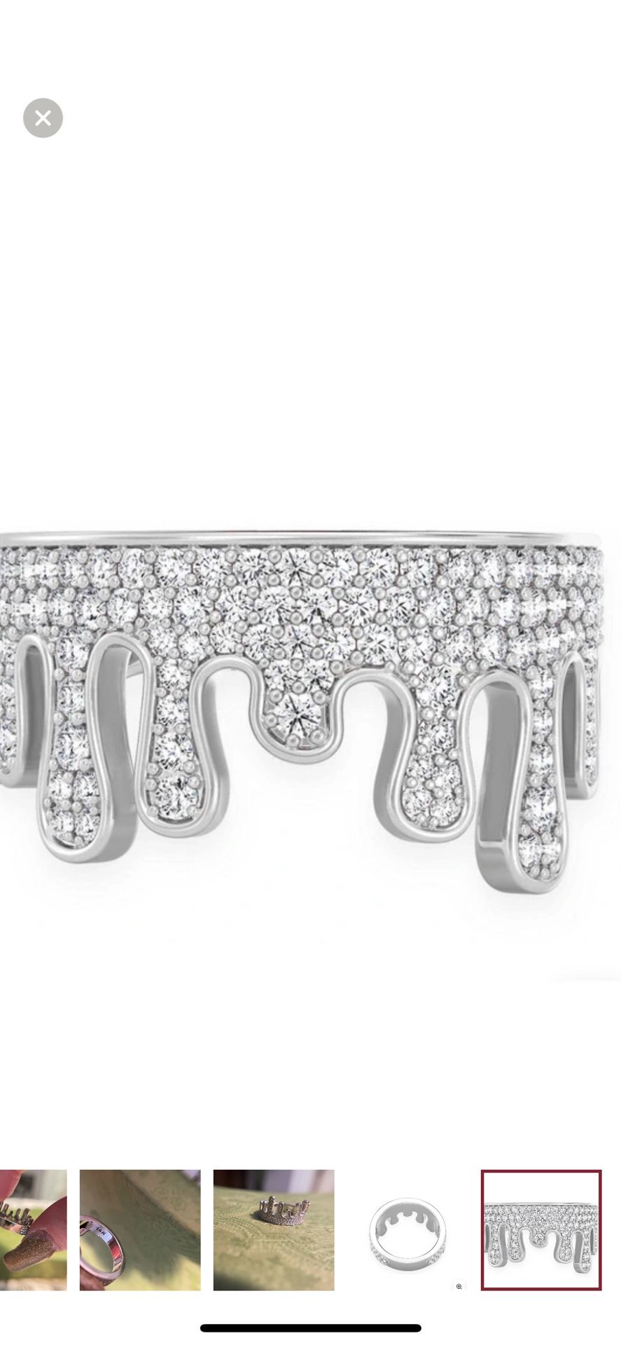 DRIPPY DIAMOND RING 14k WHITE GOLD 1.25ctw VS1 SIZE 5.5 for Sale in ...
