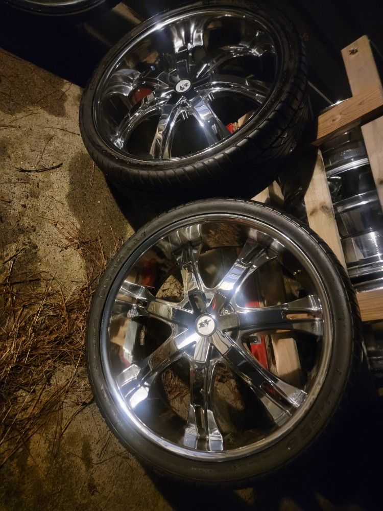 26 Inch Rims 6 Lug Universal 6x139.7 Chevy & 6x135 Ford On (4) Gd 305 ...