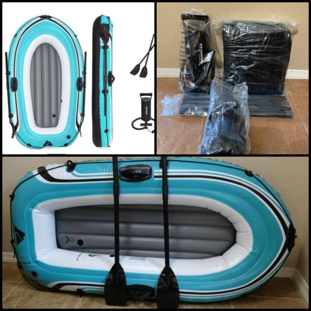 NEW 2 Person Boat Raft Float with Oars Pump Grab Rope and Inflation ...