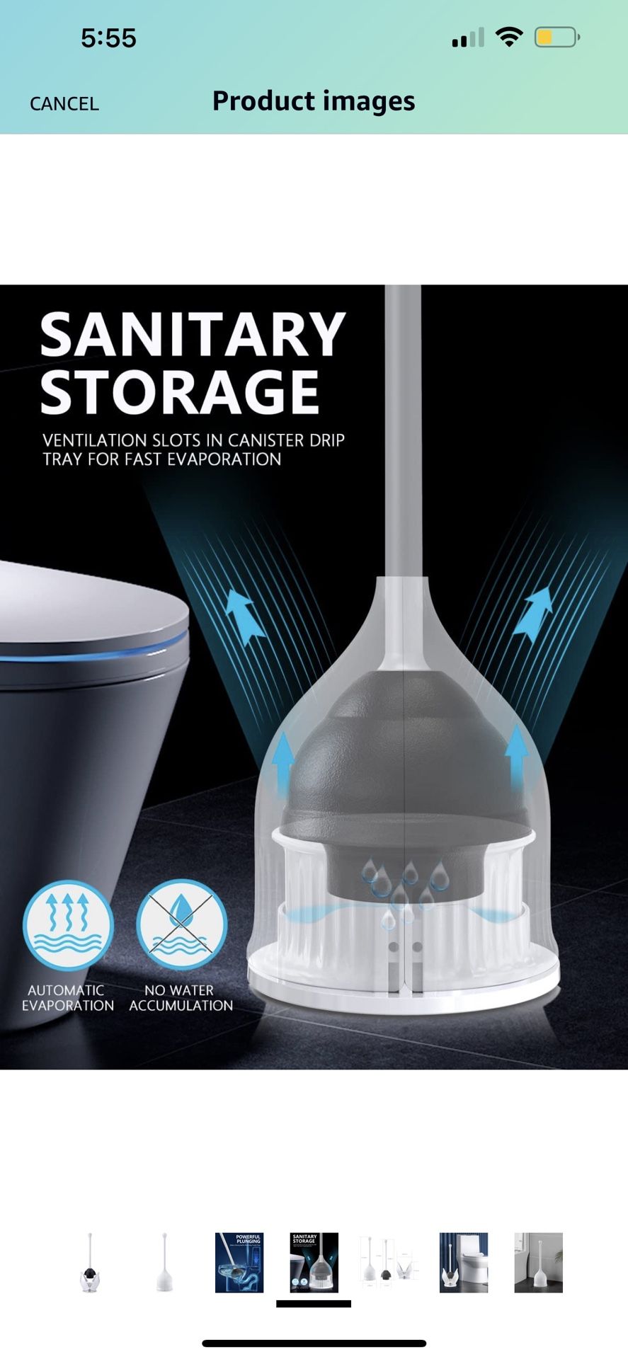 Toilet Plunger with Holder, Long Handle Plungers for Bathroom, Hide ...