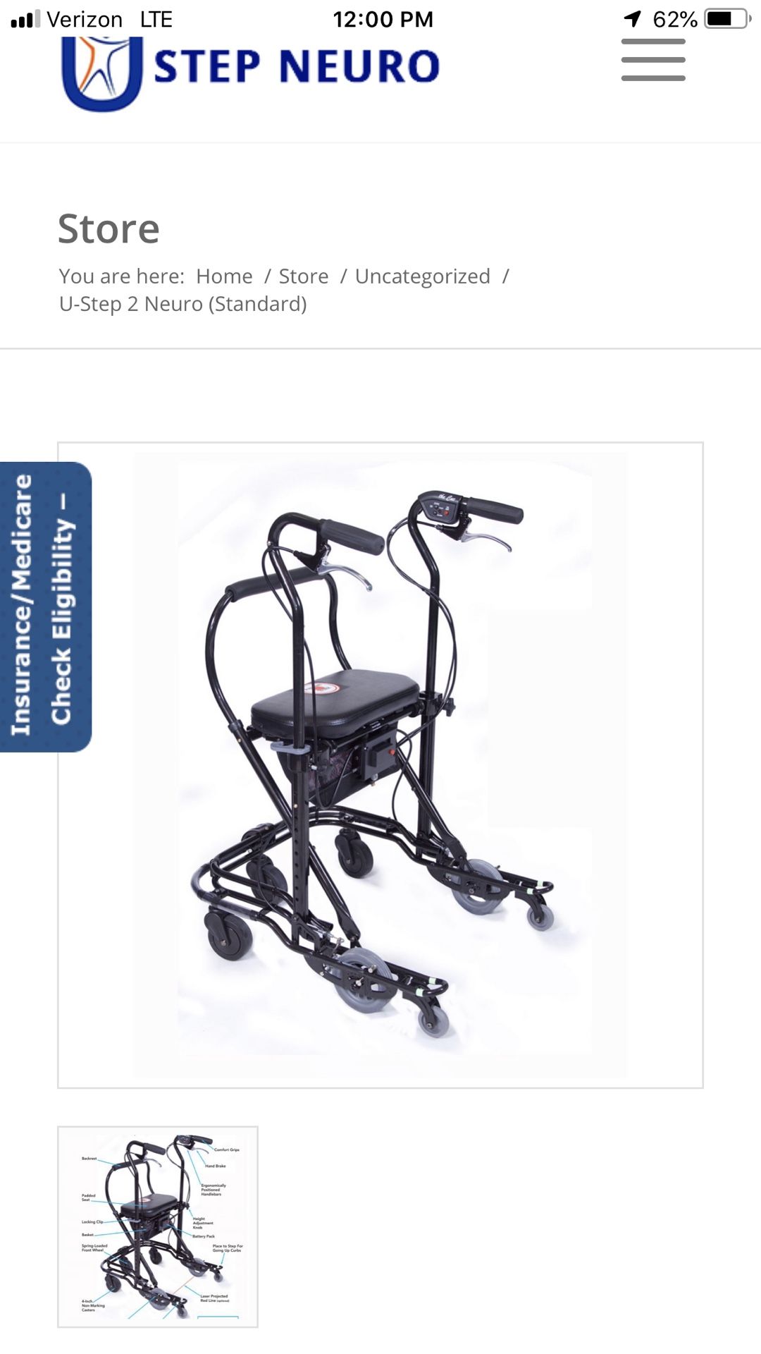 Like new U-Step Neuro walker with red laser cueing module, standard ...