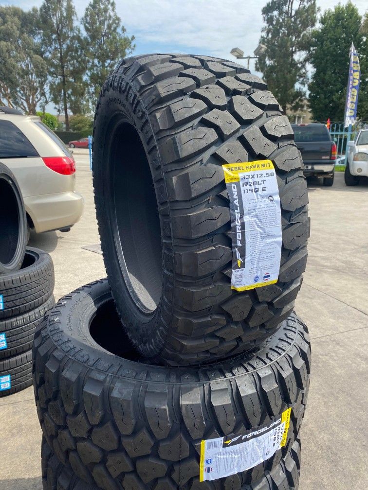 33x12 50r20 LT Forceland MT Set Of 4 New Tires Installed And Balanced 33x12 50r20 LT Forceland MT Set Of 4 New Tires Installed And Balanced