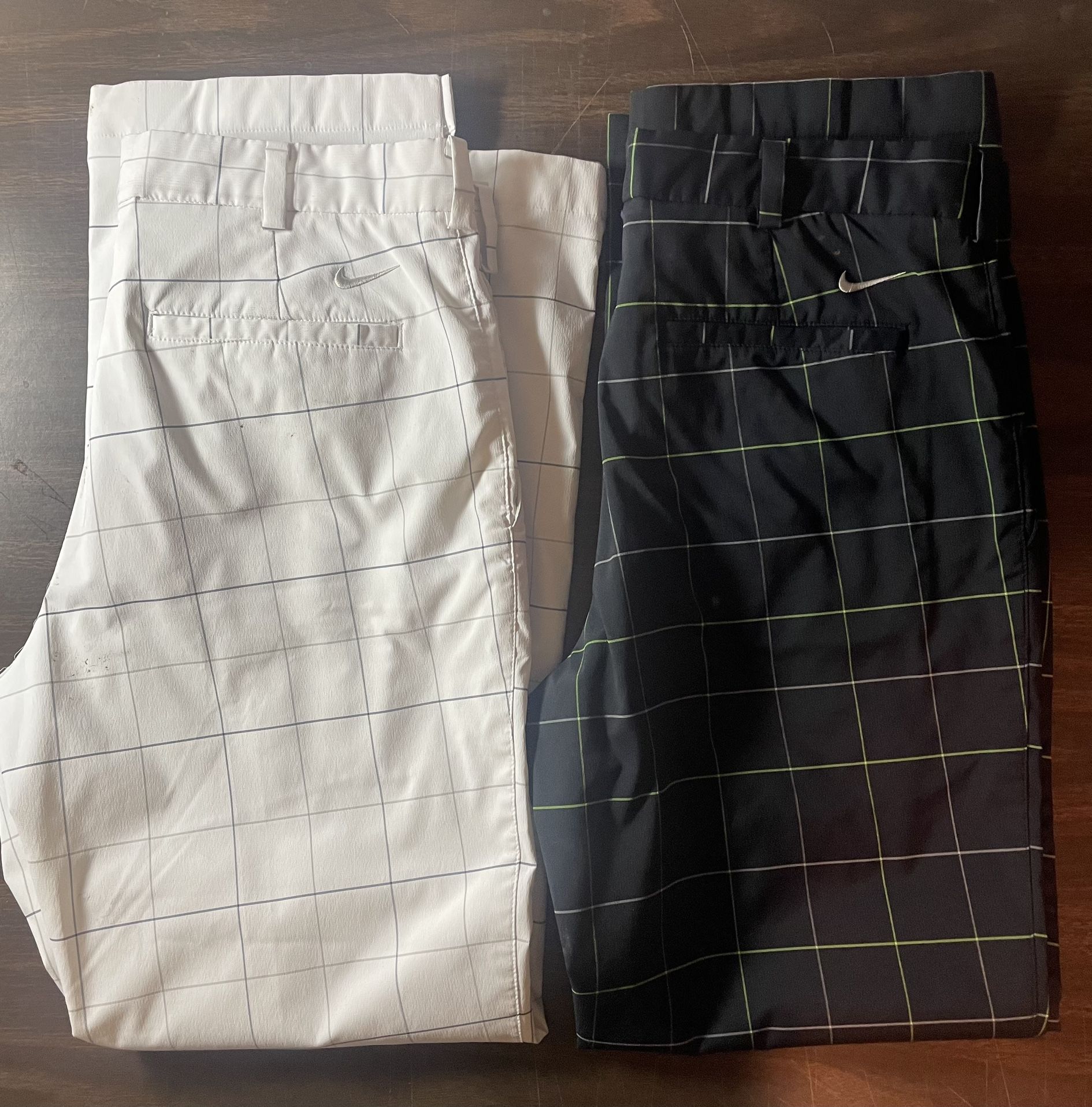 (2) Nike Dri-Fit Golf Pants Tour Performance Men's 33x30 32x30 Plaid ...