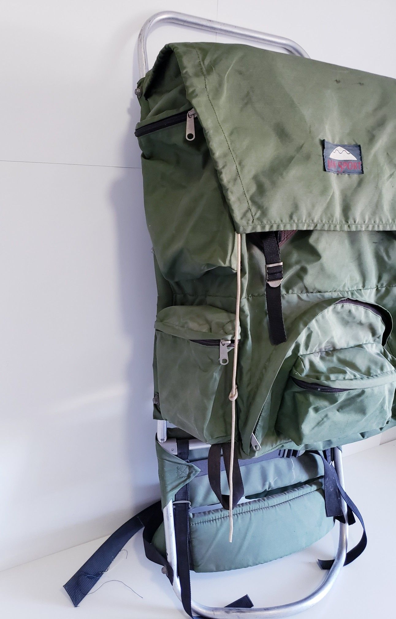 Vintage Jansport External Frame Olive Green Backpack USA Hiking/Camping ...