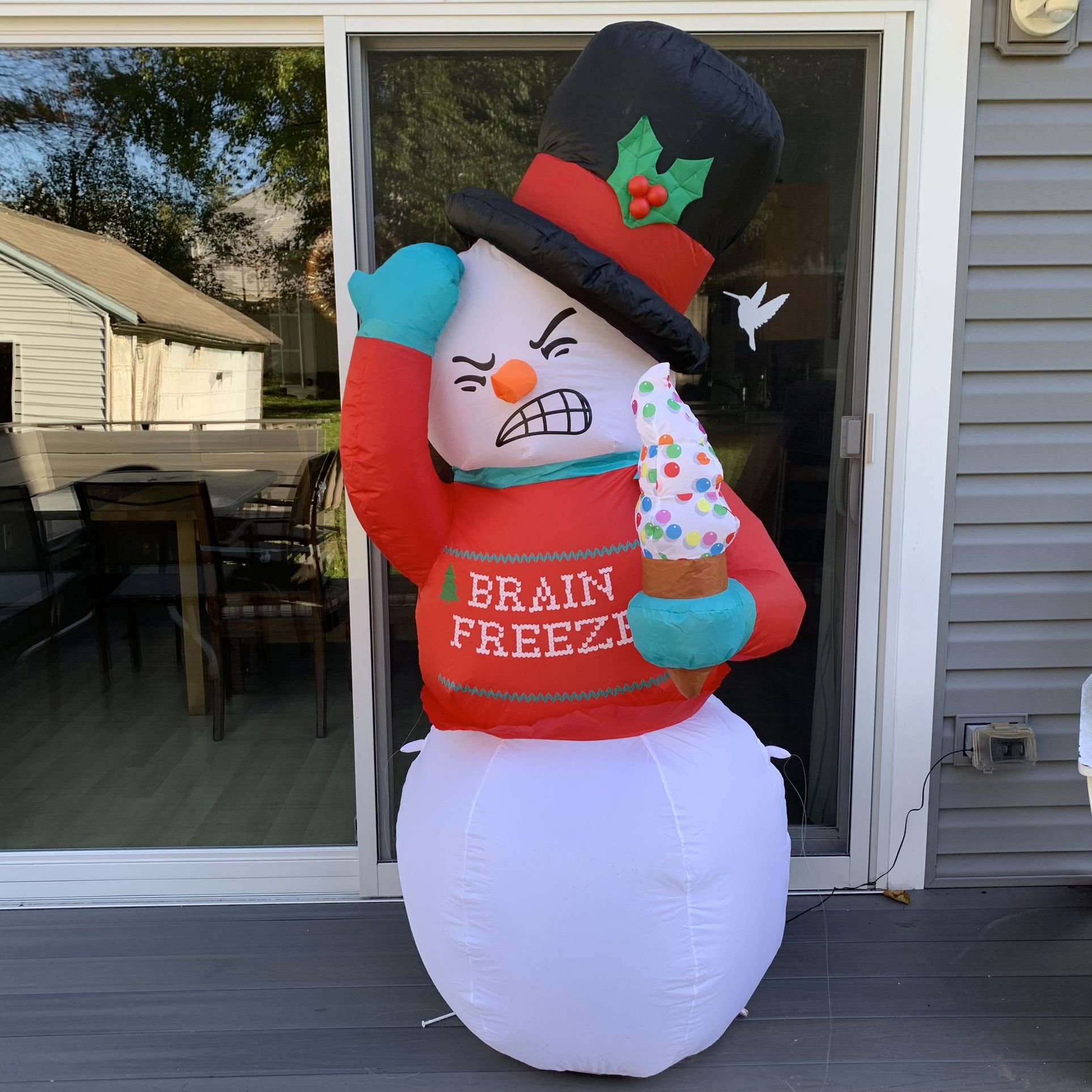 6ft Brain Freeze Snowman Inflatable Motion Gemmy Christmas Lawn ...