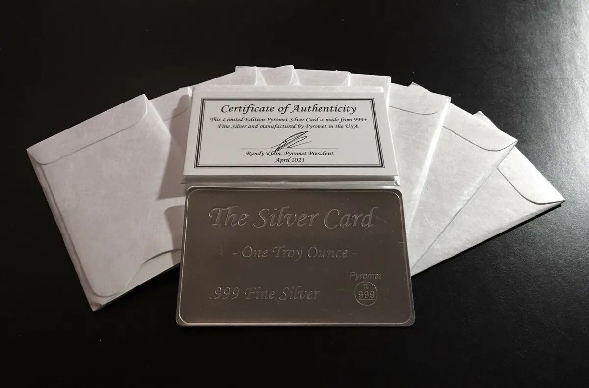 Pyromet Silver Cards .999 1ozt Pure Silver With Sleeve And CoA for Sale ...