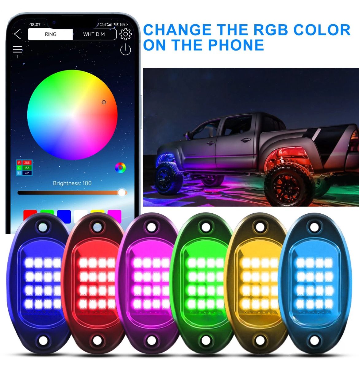 RGB Rock Lights 8 Pods for Sale in Henderson, NV - OfferUp