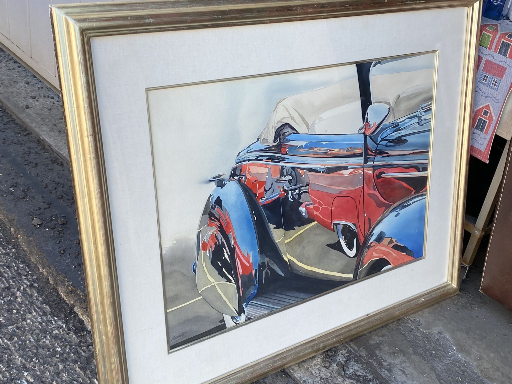 Large Original Vintage Car Painting By Listed Painter, Charles Munday ...