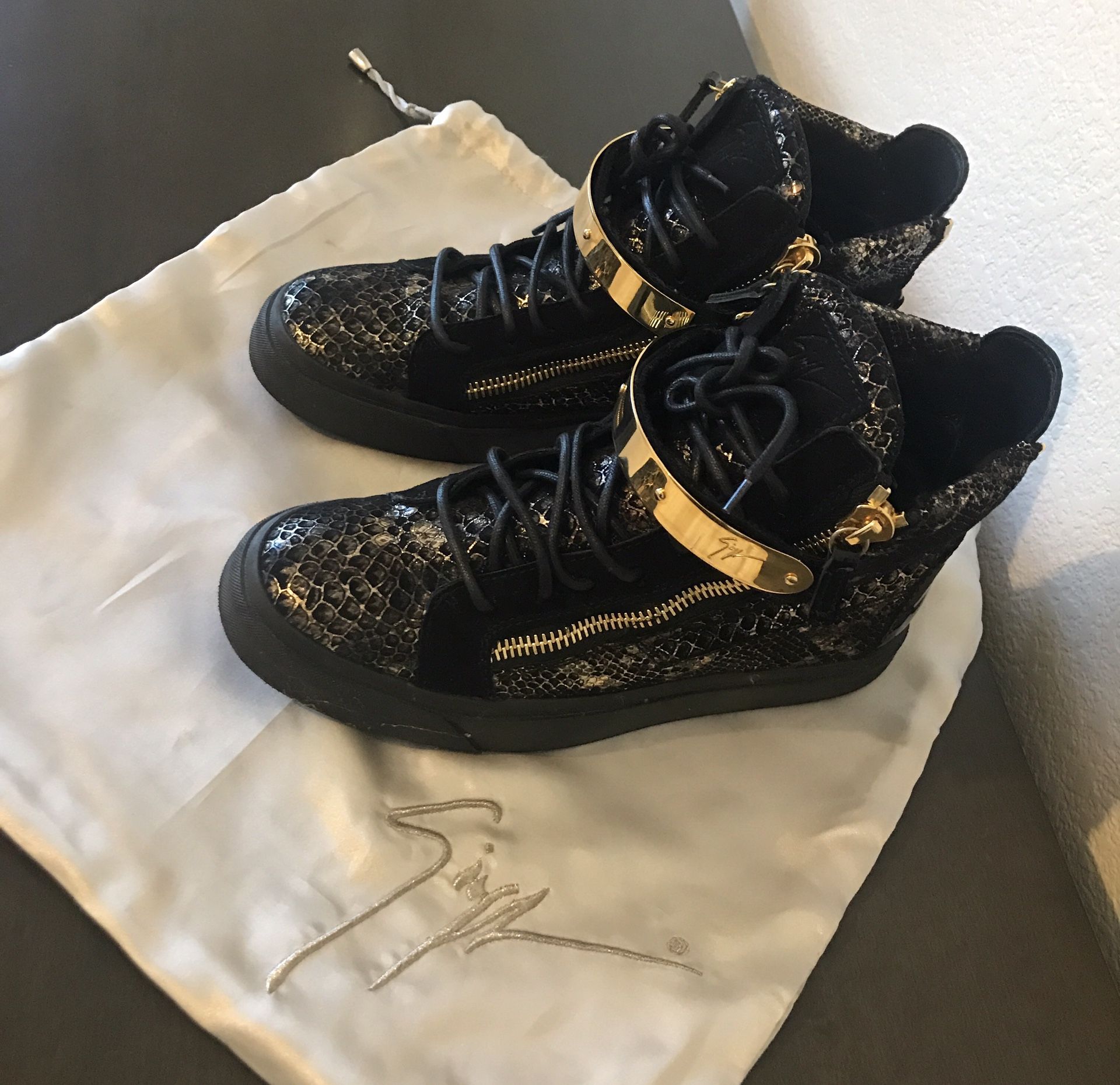 GIUSEPPE ZANOTTI SHOES SNAKESKIN LONDON HIGH TOP SNEAKERS WOMEN SIZE 9 ...