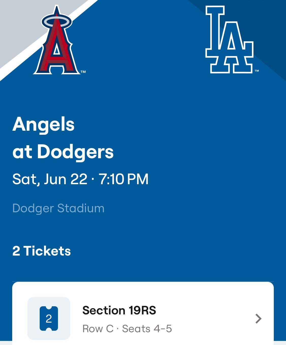 2 Tickets: Dodgers vs Angels 6/22/24 for Sale in Paramount, CA - OfferUp