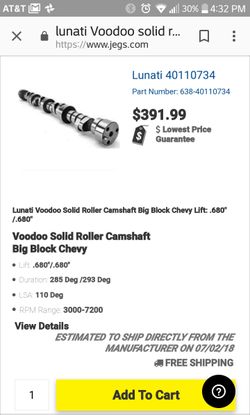 Lunati Voodoo solid roller cam Chevy big block for Sale in South Holland, IL - OfferUp