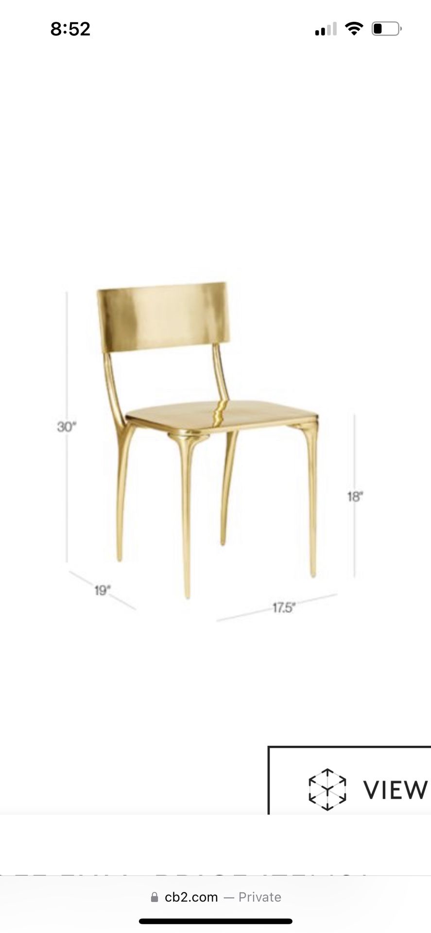 CB2 Gold Outdoor Dining Chair for Sale in Boston, MA - OfferUp