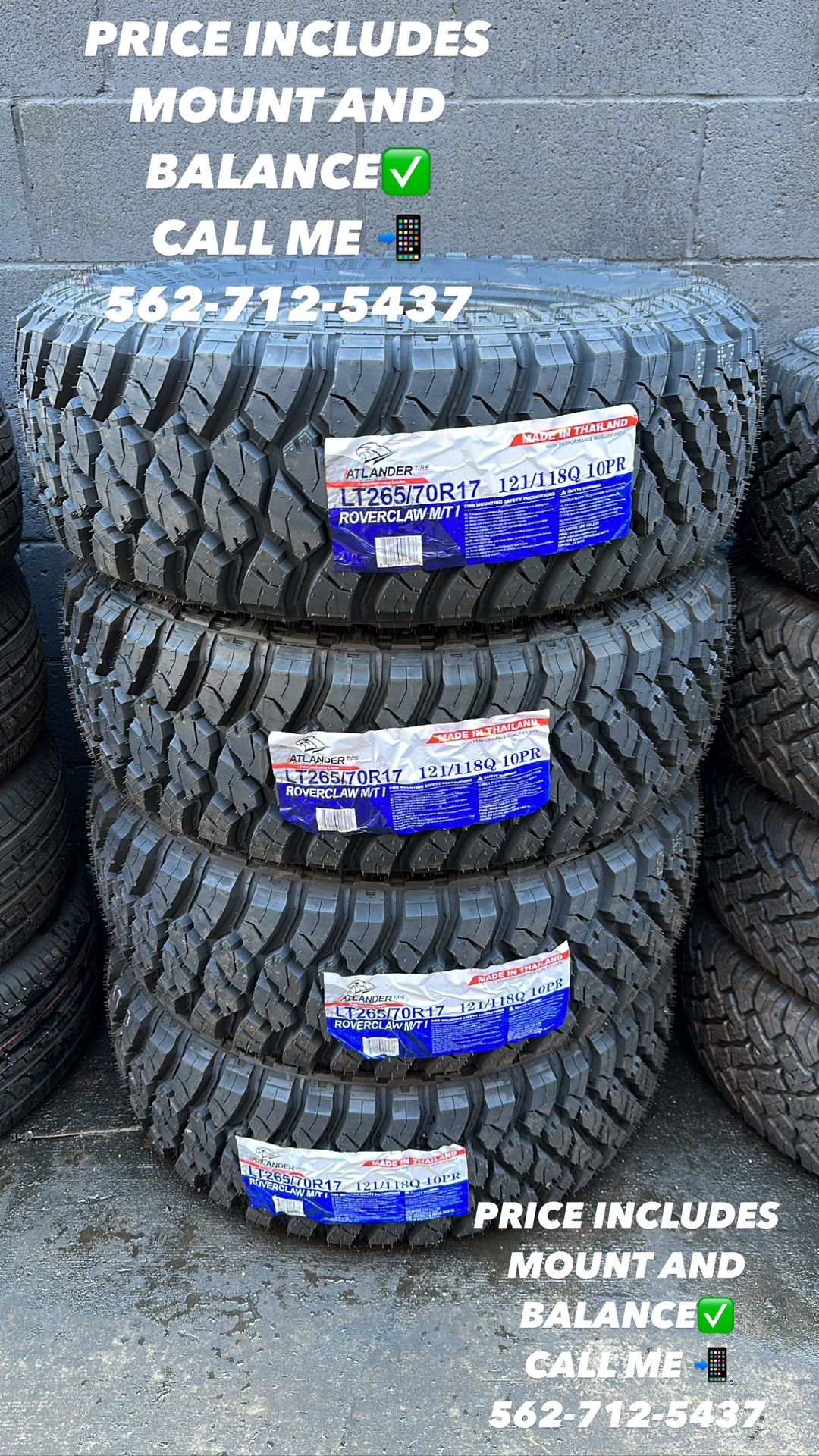 SET LT 265/70/17 MUD TERRAIN ATLANDER NEW TIRES MOUNTED AND BALANCED ...