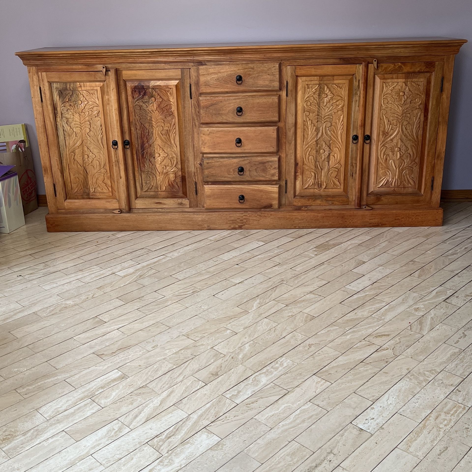 Solid Wood Engraved Cabinet (like New) for Sale in Orland Hills, IL ...