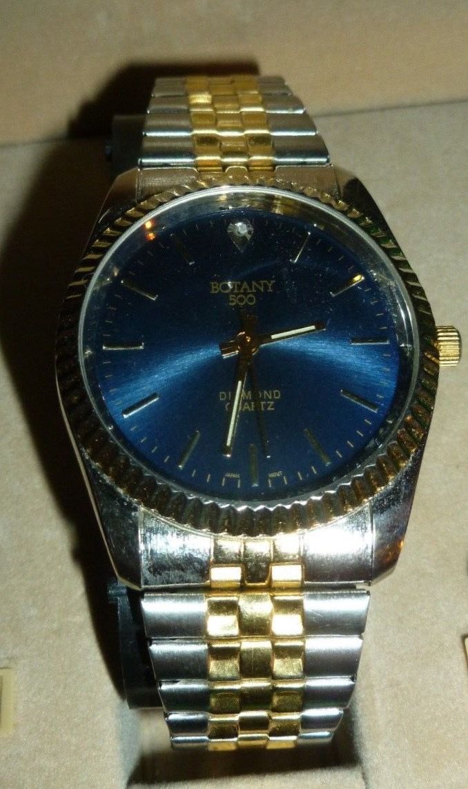 Vintage Botany 500 Blue Dial Diamond Quartz Watch for Sale in North Las ...