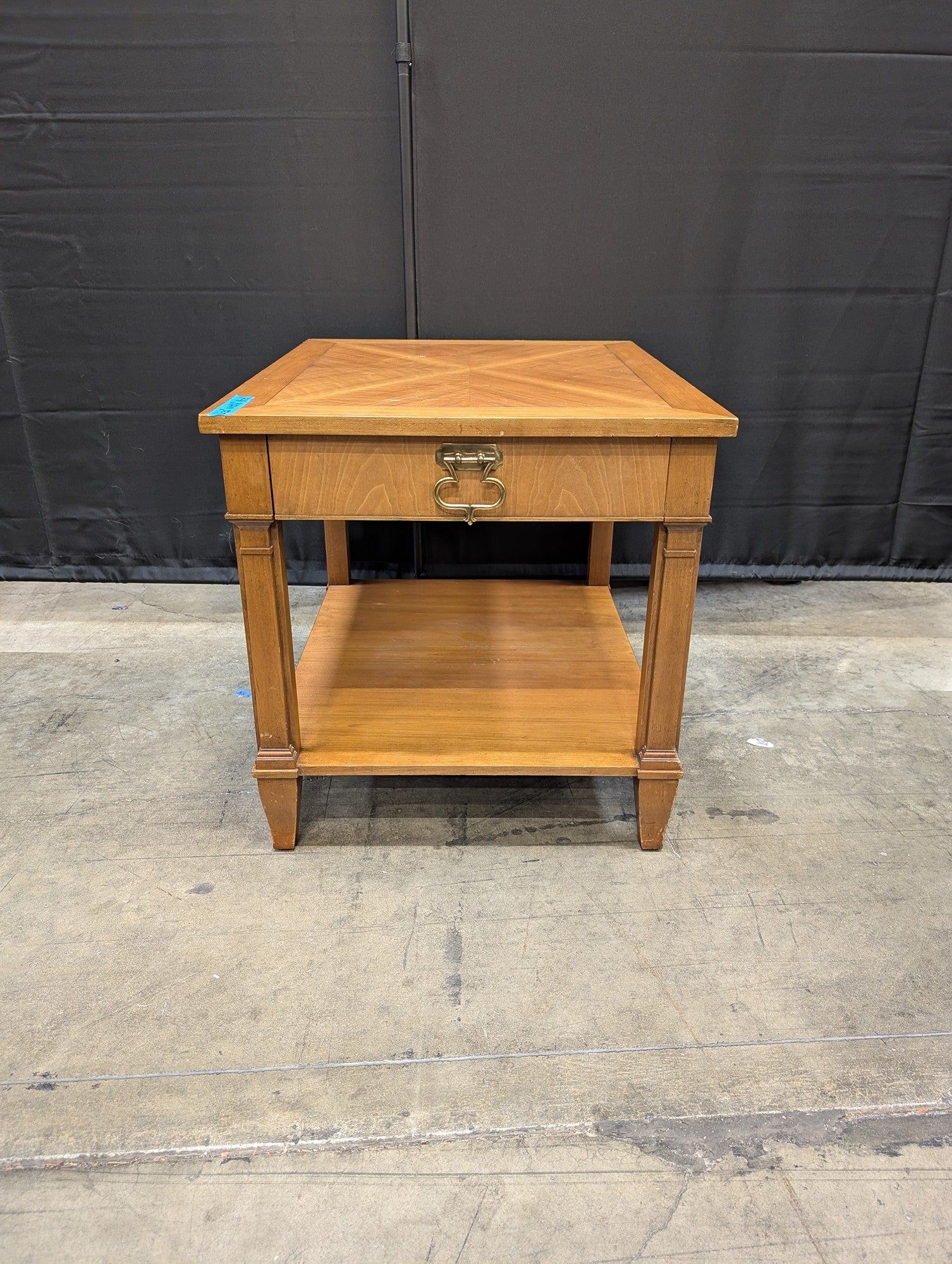 Baker Furniture Refined Wood Side Table with Parquet Top and Shelf for ...
