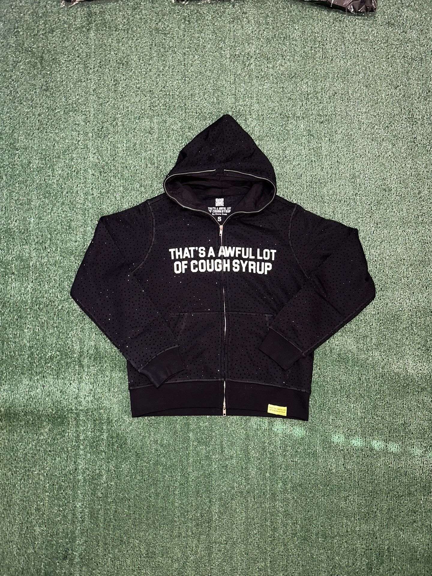 Black VVS Rhinestone AWFUL LOT OF COUGH SYRUP Full Zip Up for Sale in ...