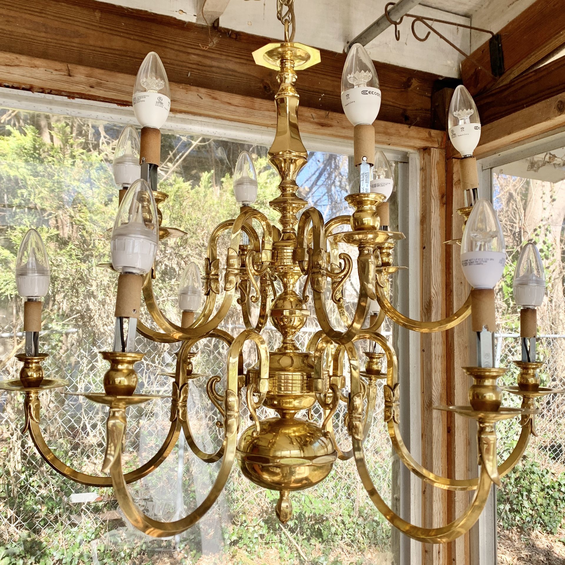 Vintage 12-Bulb Brass Chandelier Light Fixture for Sale in Stone ...