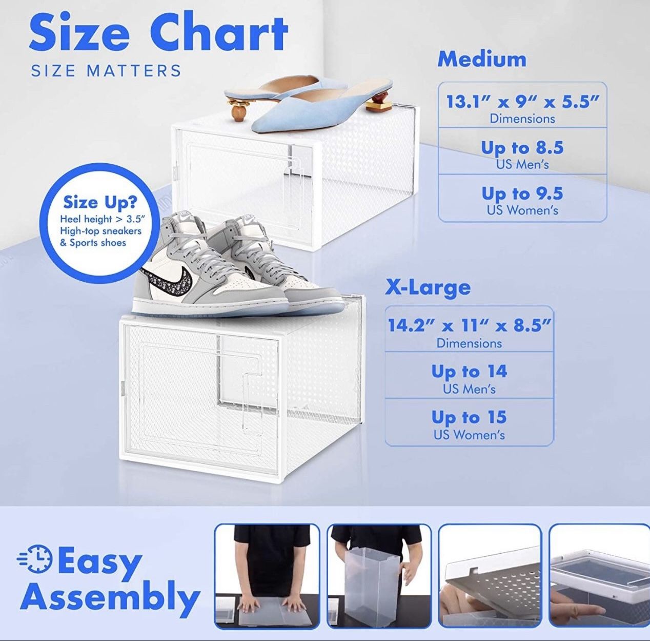 Shoe Storage Boxes Clear Plastic Stackable, 6 Pack Modular Shoe ...
