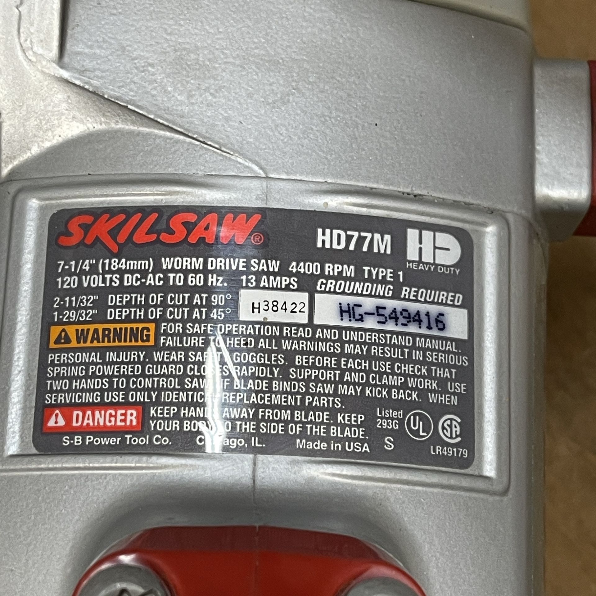 (New) SKILSAW SKIL HD77M 7 1/4 Worm Drive Magnesium Circular Saw Mag 77 ...