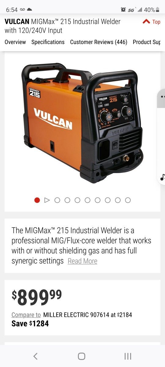 VULCANMIGMax 215 Industrial Welder with 120/240V Input for Sale in ...