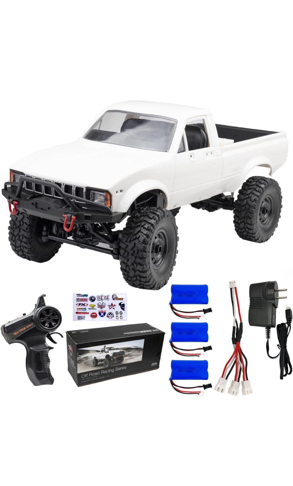 WPL C24 Crawler RC Car 1/16 RC Rock Crawler RC Truck 4x4 with 3 Upgraded 1200mah Battery 2.4GHz ...