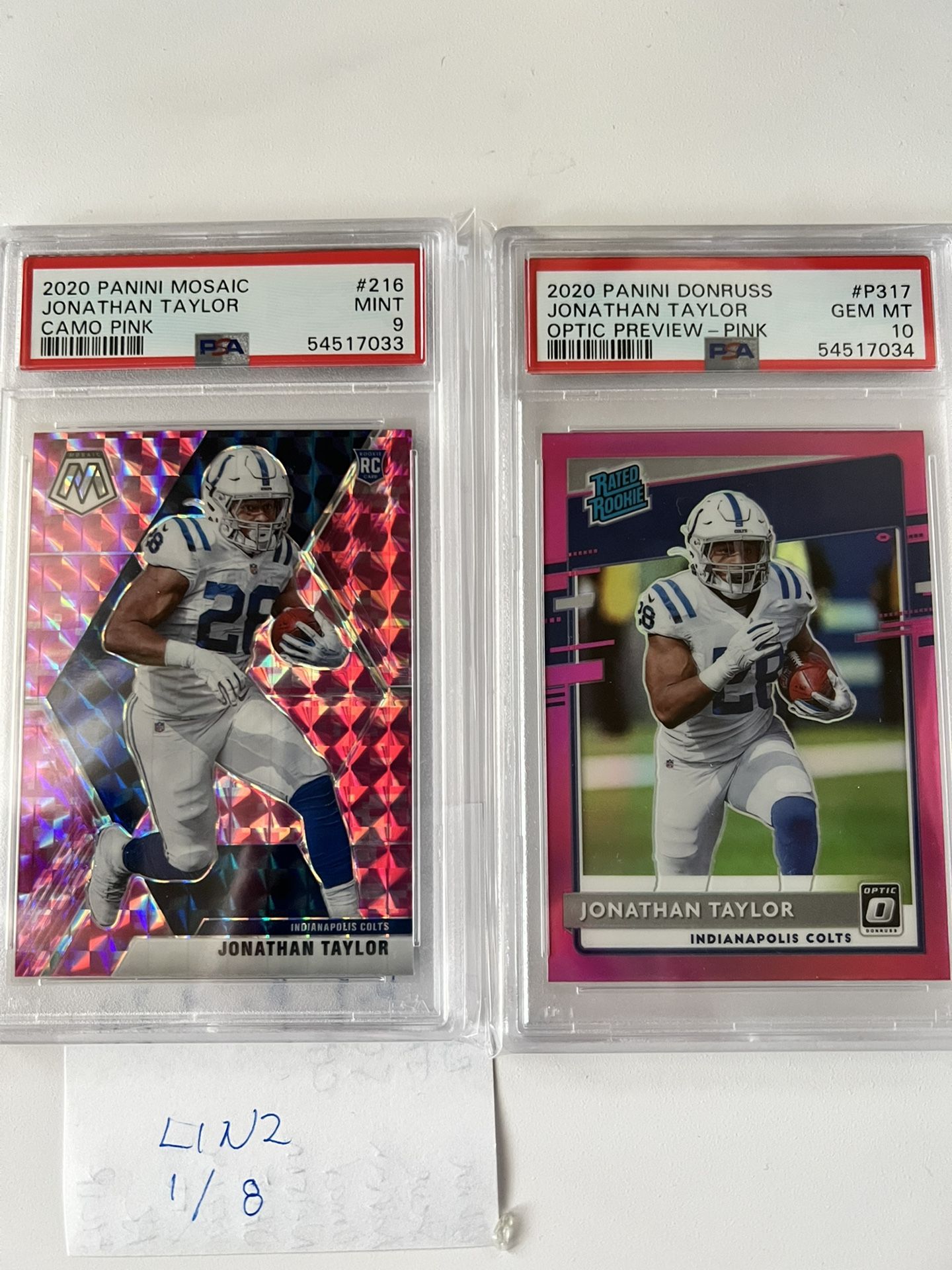 2020 Mosaic Pink Camo PSA 9 Jonathan Taylor RC #216 pop 22 for Sale in ...