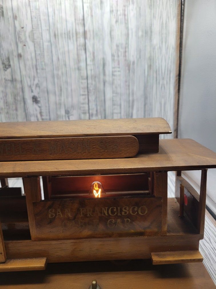 VINTAGE WOODEN POWELL & MASON SAN FRANCISCO CABLE CAR NIGHT LIGHT for ...