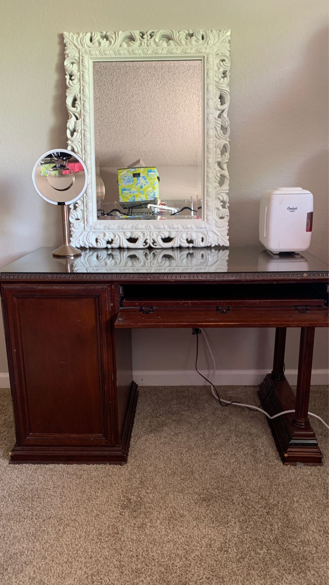 Bombay Computer desk $60 with glass top for Sale in Scottsdale, AZ ...