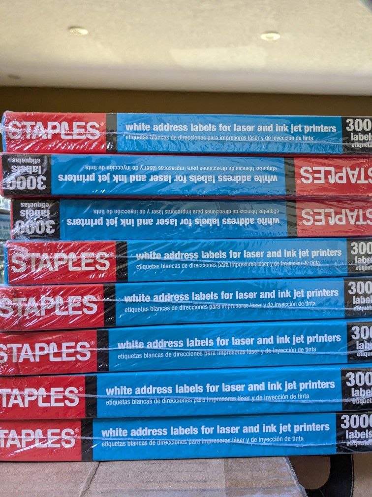 All 16 New Boxes of 3000 Address Label boxes from Staples for Sale in ...