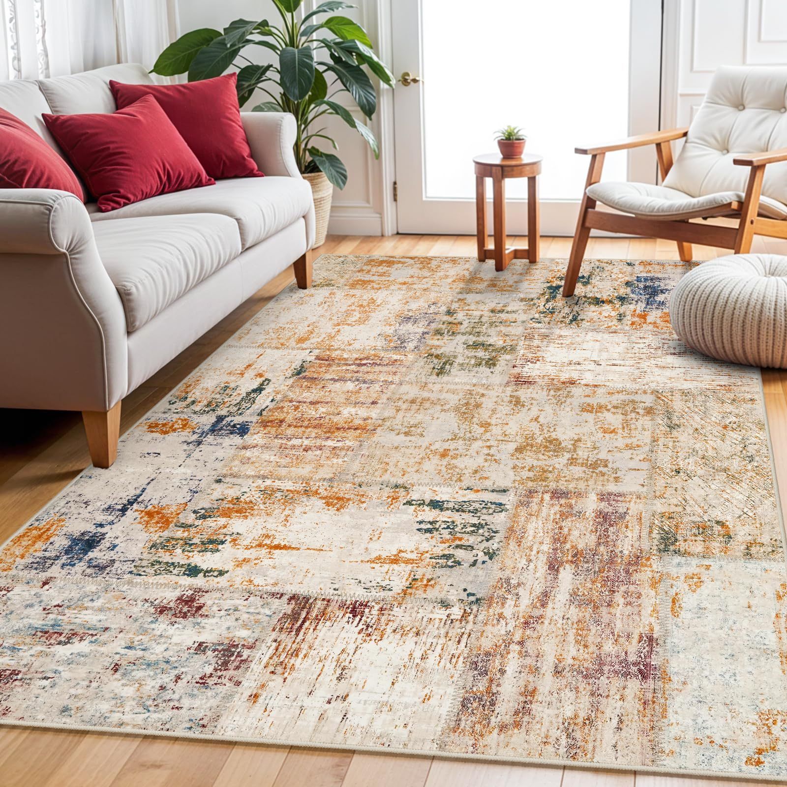 6x9 Modern Abstract Ultra Soft Stain Resistant Low Pile Non-Slip Area ...