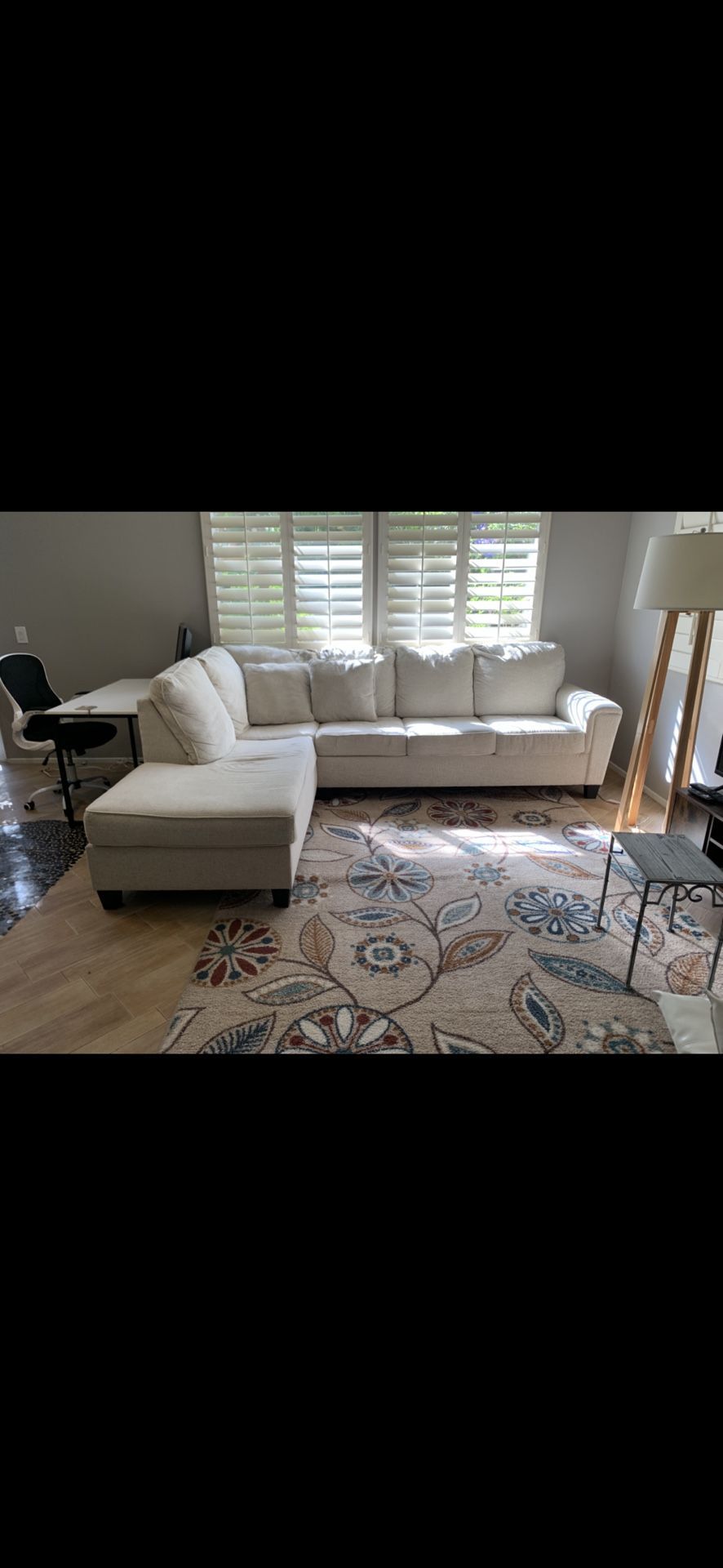 Ashley Abinger 2-Piece Sectional Sofa with Chaise Ivory Very Clean and ...