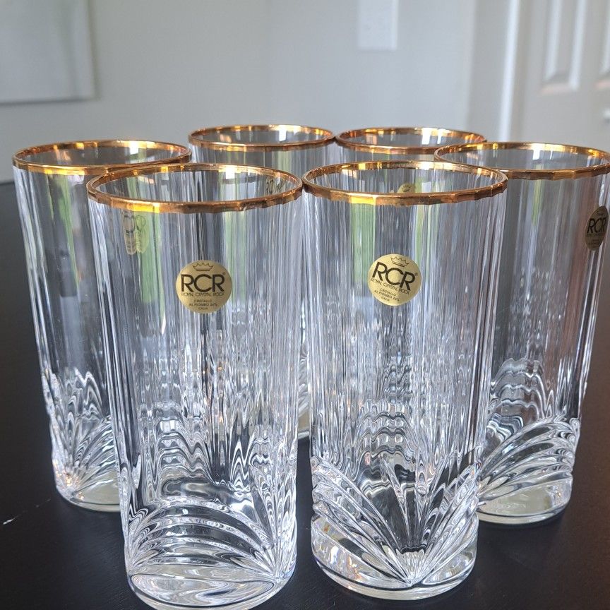 6 Vintage Italian Royal Crystal Rock Cristallo Al Piombo 24% Lead ...