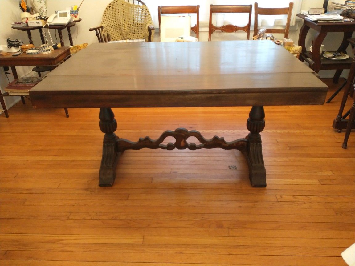 1920s Library Table Mahogany veneer oak library dining console table in ...