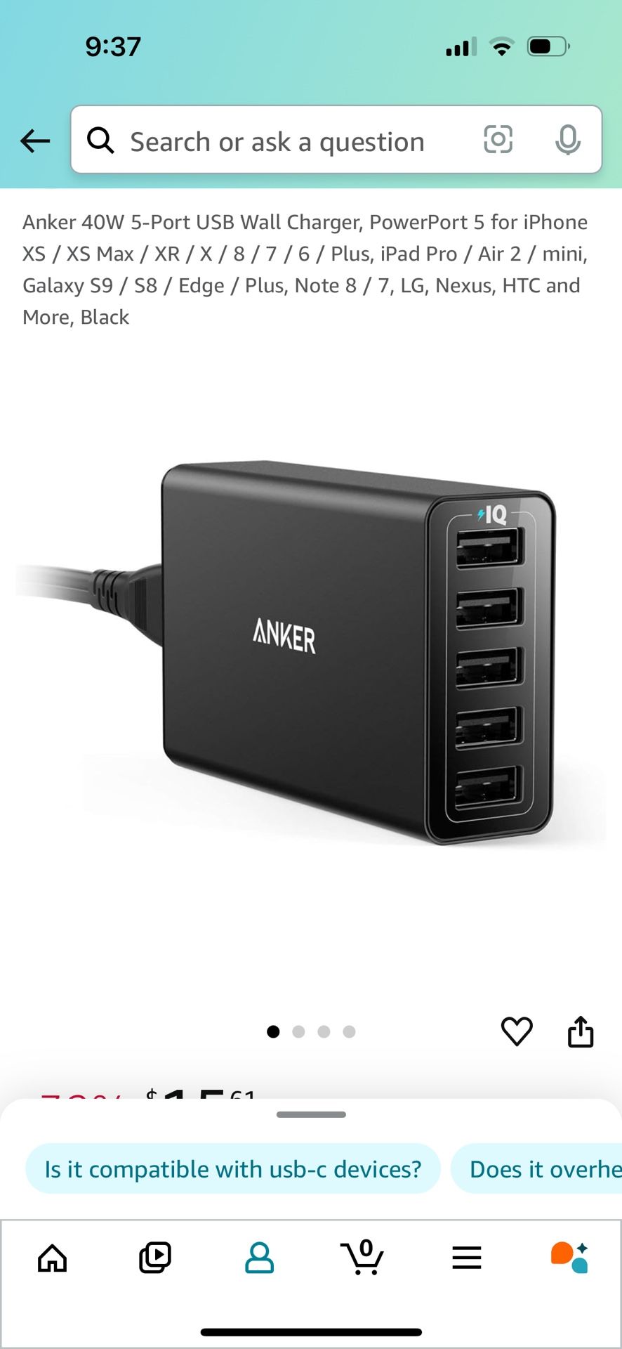 2x Anker 40W 5-Port USB Wall Charger for Sale in Issaquah, WA - OfferUp