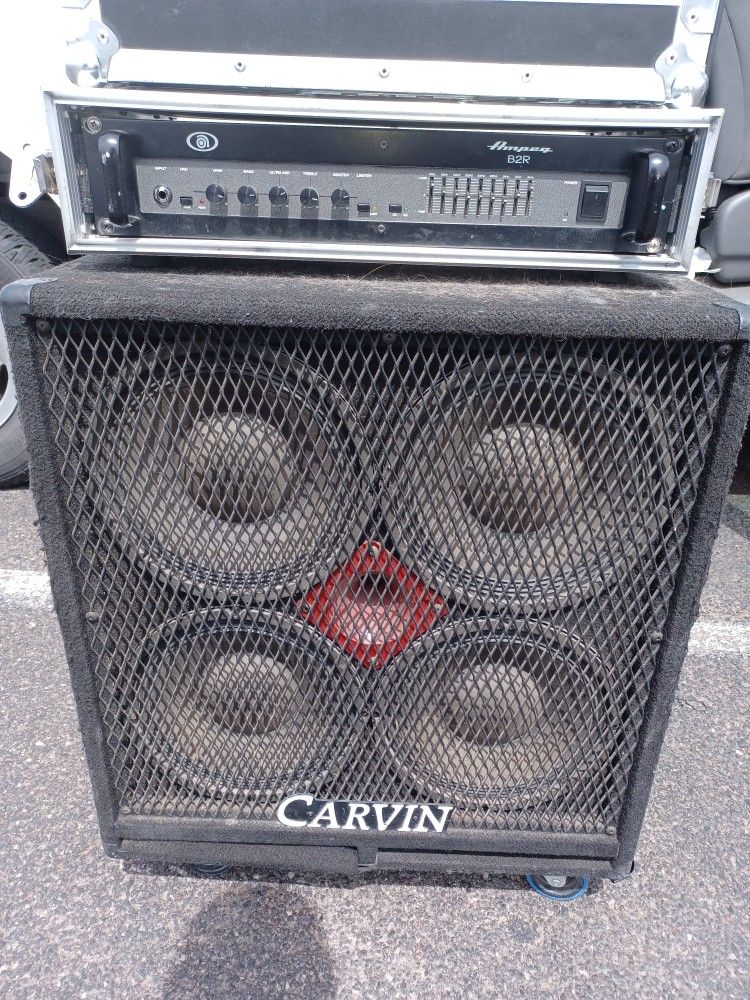 Ampeg B2R 350-Watt Rackmount Bass Amp Head & Carvin RL410T Red Eye 4x10 ...