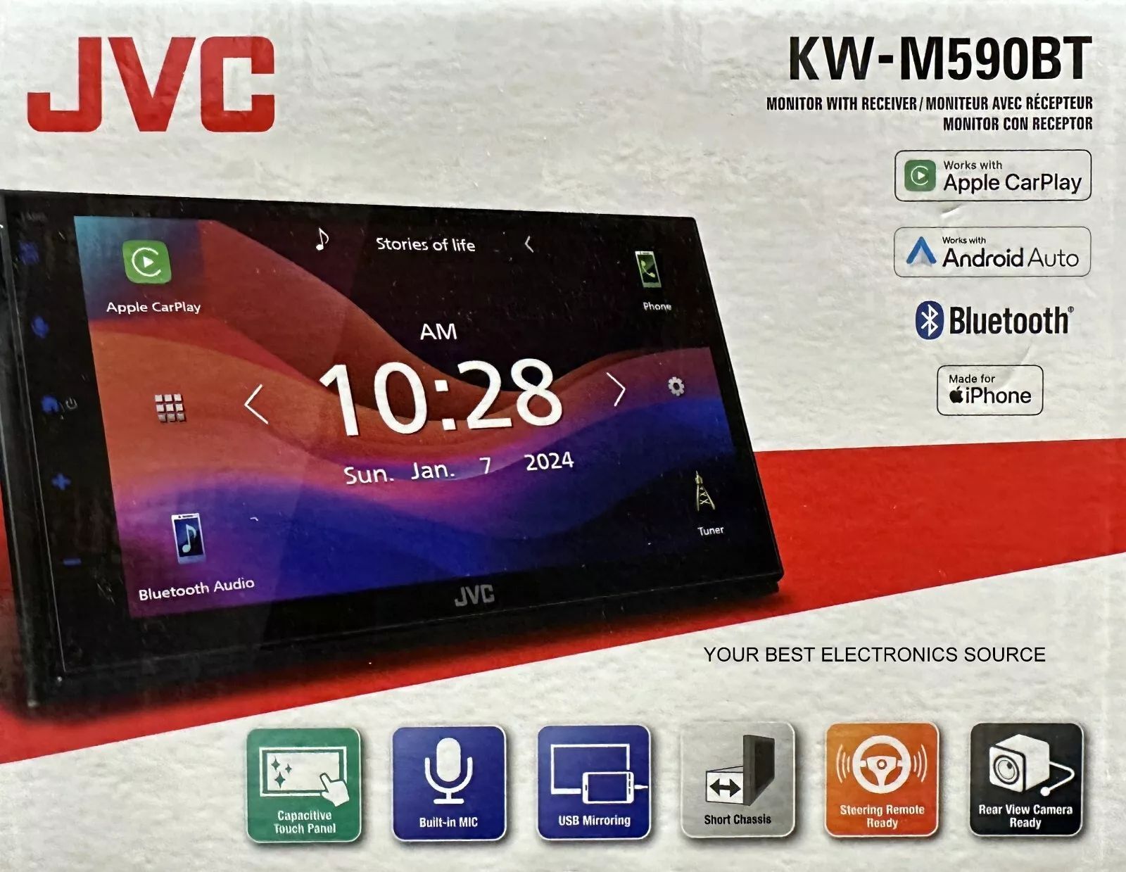 NEW JVC KW-M590BT, 2-DIN Digital Media Receiver, w/ Apple CarPlay & Android Auto for Sale in ...