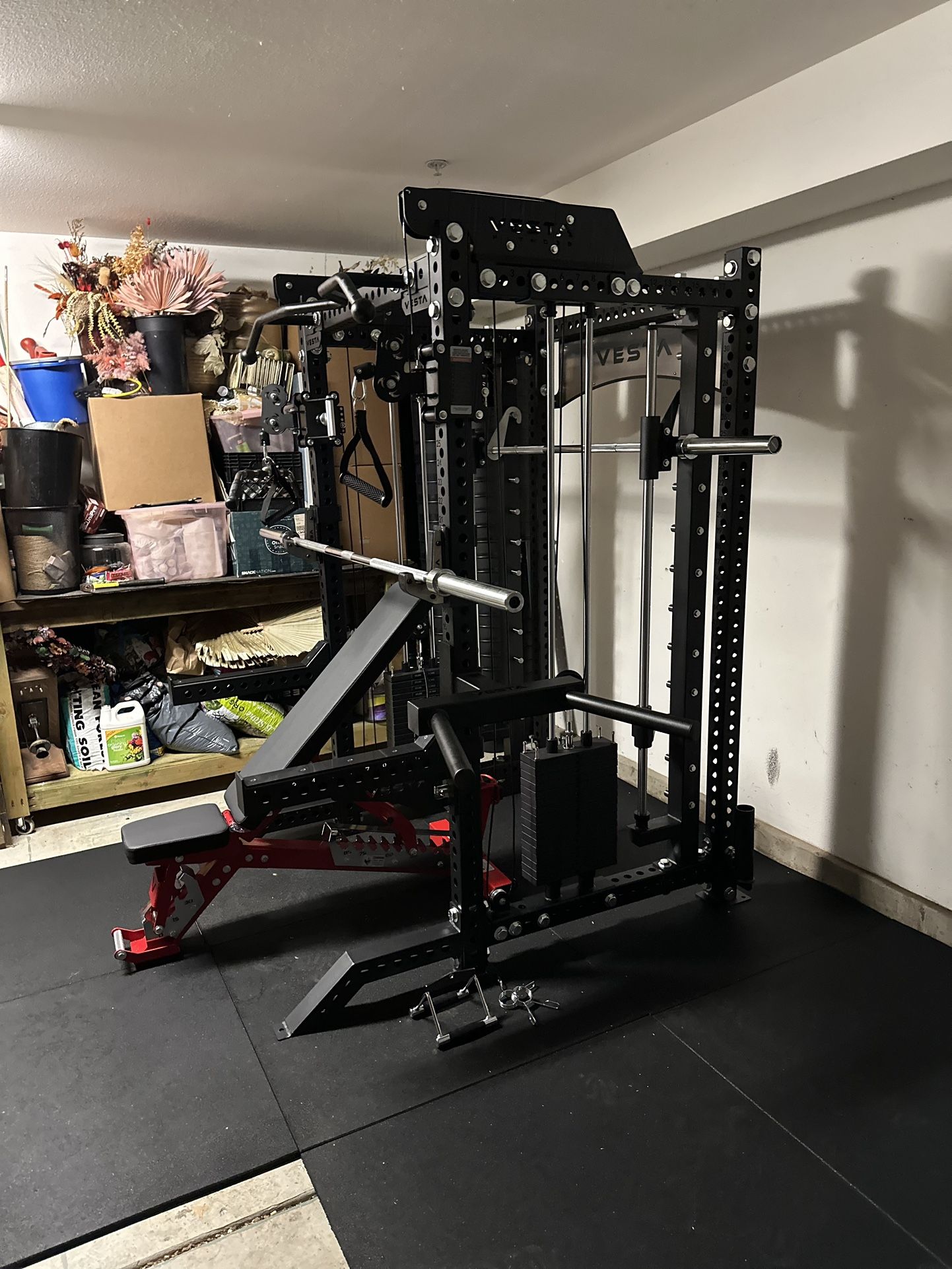 PRO SERIES Ultimate Half Rack Functional Trainer w/Smith Machine Bar ...