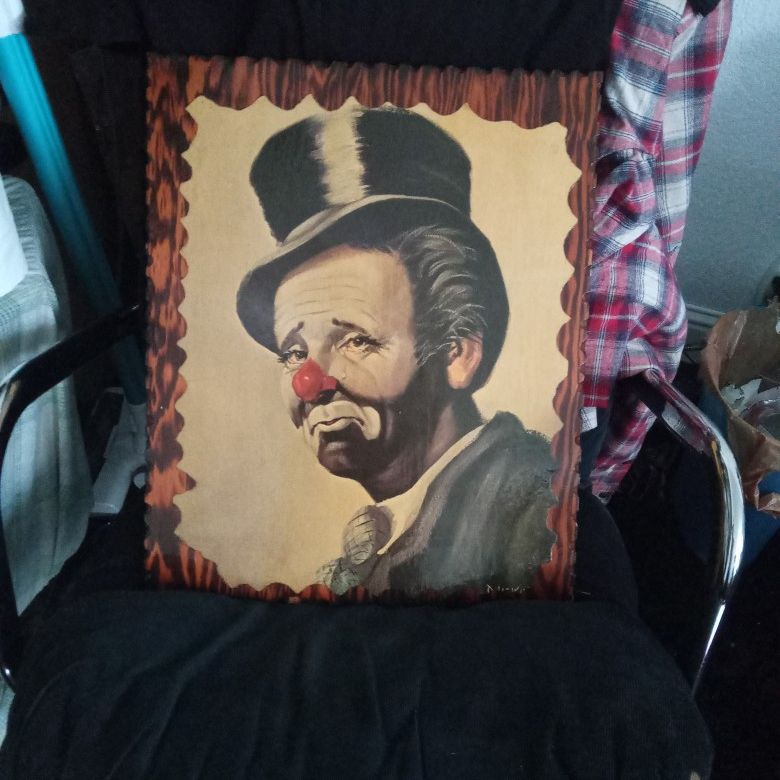 Sad Clown Painting On Velvet