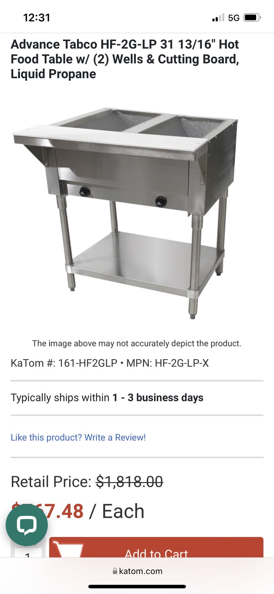 Advance Tabco HF-2G-LP 31 13/16" Hot Food Table w/ (2) Wells & Cutting ...