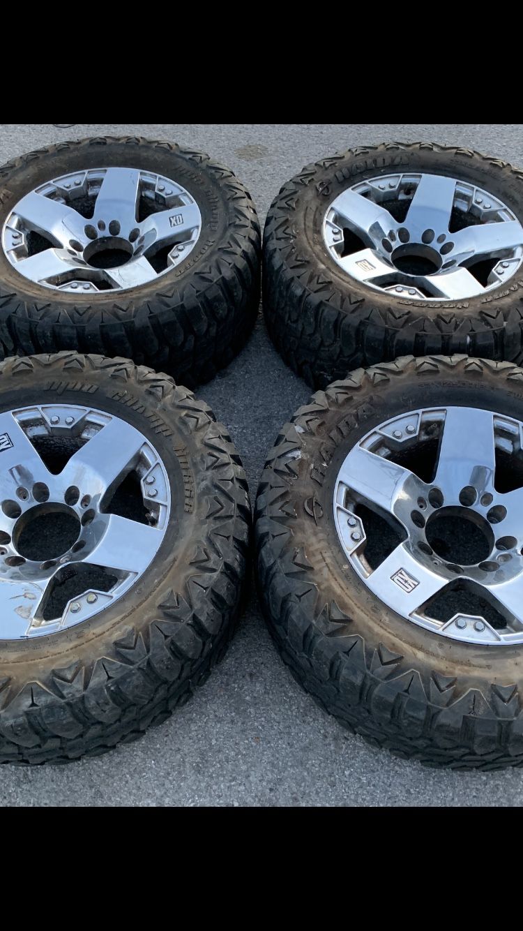 Cheap Price!! 8 Lug Wheels ! Chrome XD Rockstar Rims And 33” Mt tires ...