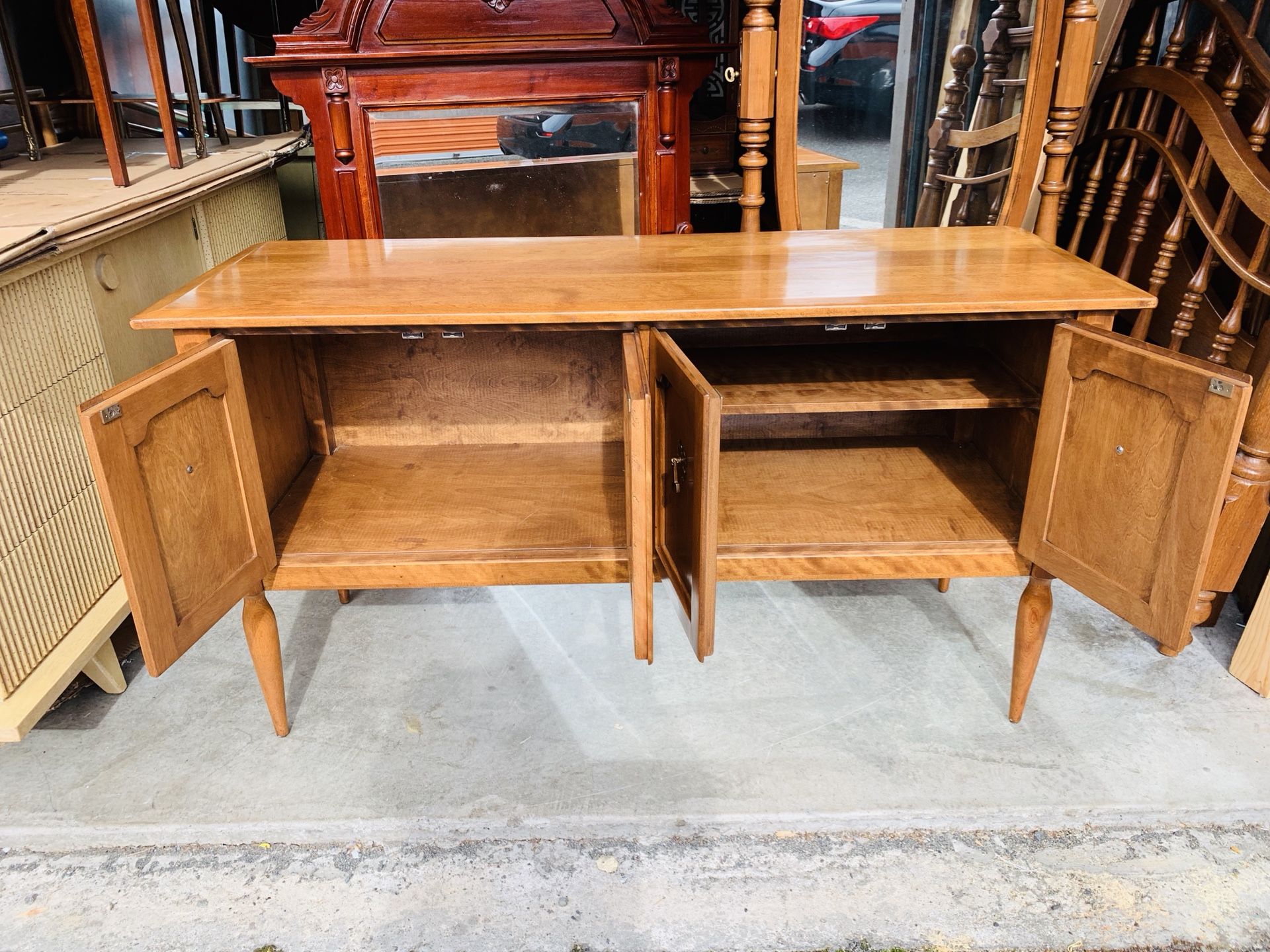 Beautiful Antique California Shops Solid Maple Sideboard Buffet Cabinet ...