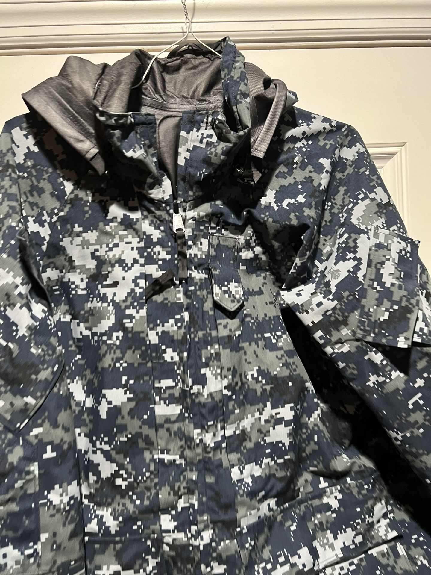 Military GORE-TEX Parka Shell US Navy Rain Jacket Blue Digital Camo ...