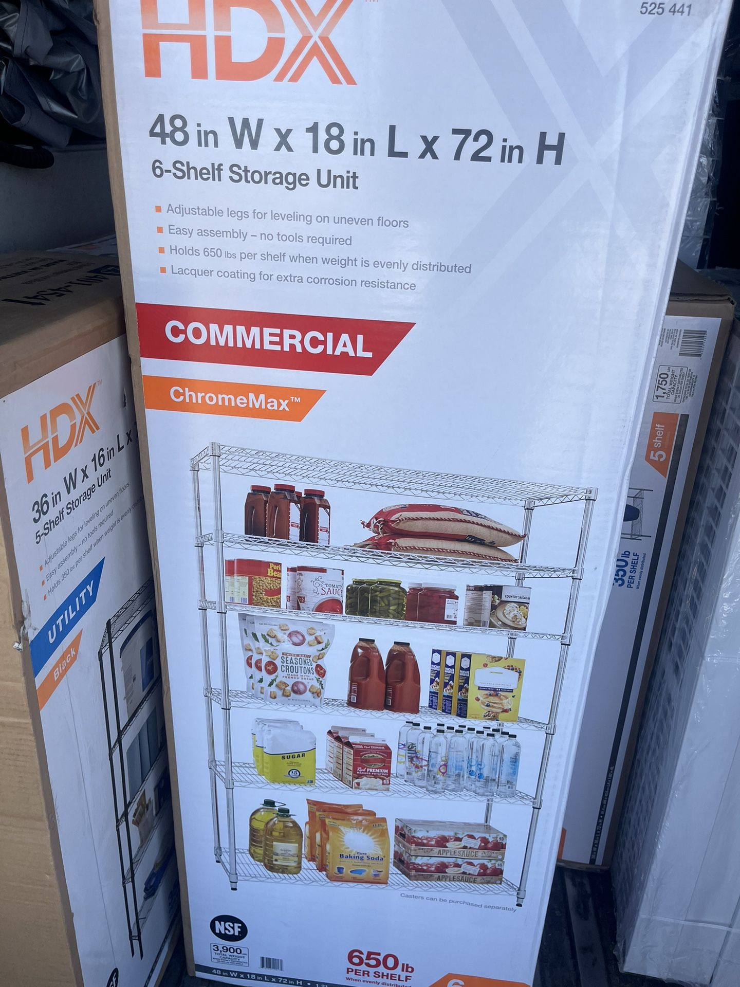 HDX 6 Tier Commercial Grade Heavy Duty Steel Wire Shelving Unit in Chrome 48 in. W x 72 in. H x 18 in. D Material handling