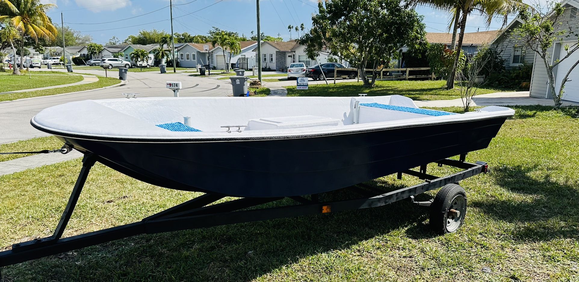 13’ Fiberglass Jon Boat and Trailer for Sale in Boca Raton, FL - OfferUp