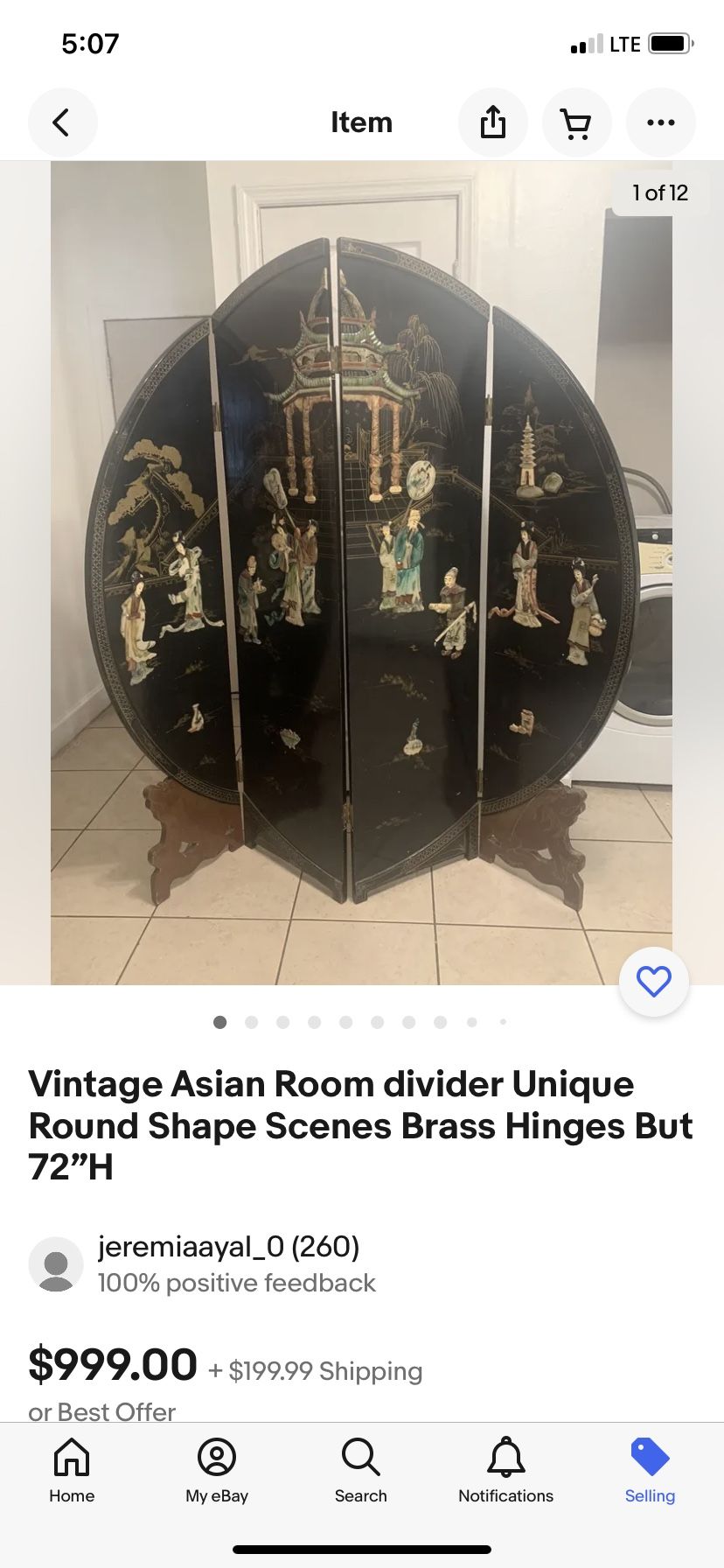 Vintage Asian Room divider Unique Round Shape Scenes Brass Hinges But ...