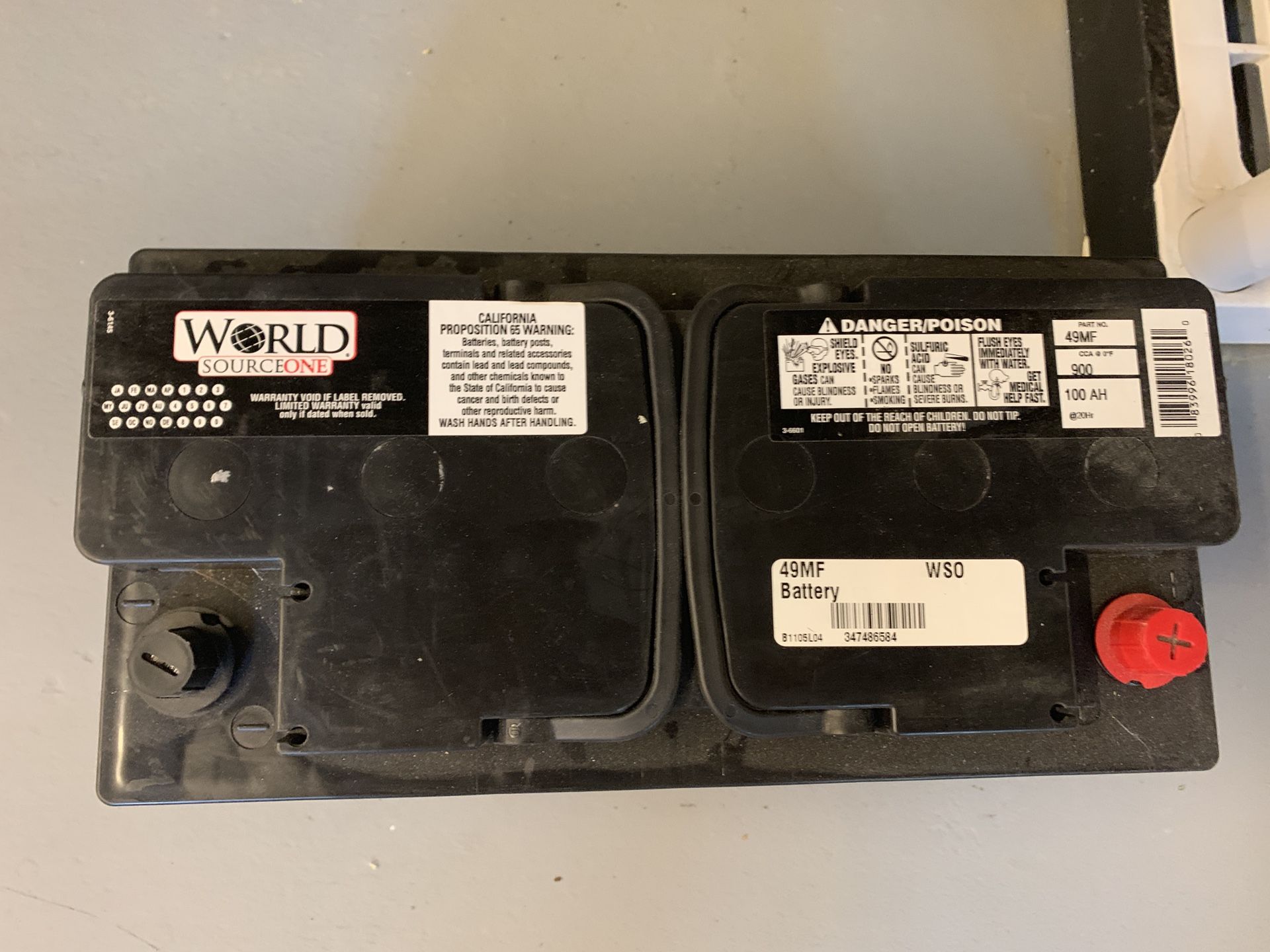 AGM battery World SourceOne 49MF 900CCA 100AH for Sale in Wood Dale, IL ...