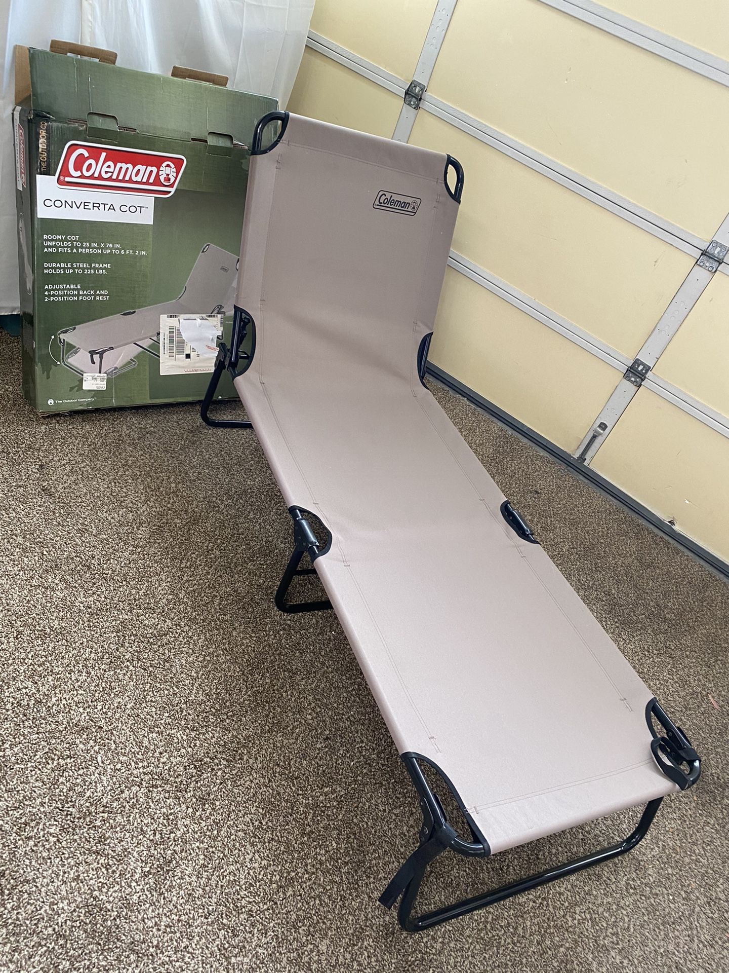 Coleman converta cot lounger new in box. Very adjustable. Great for ...